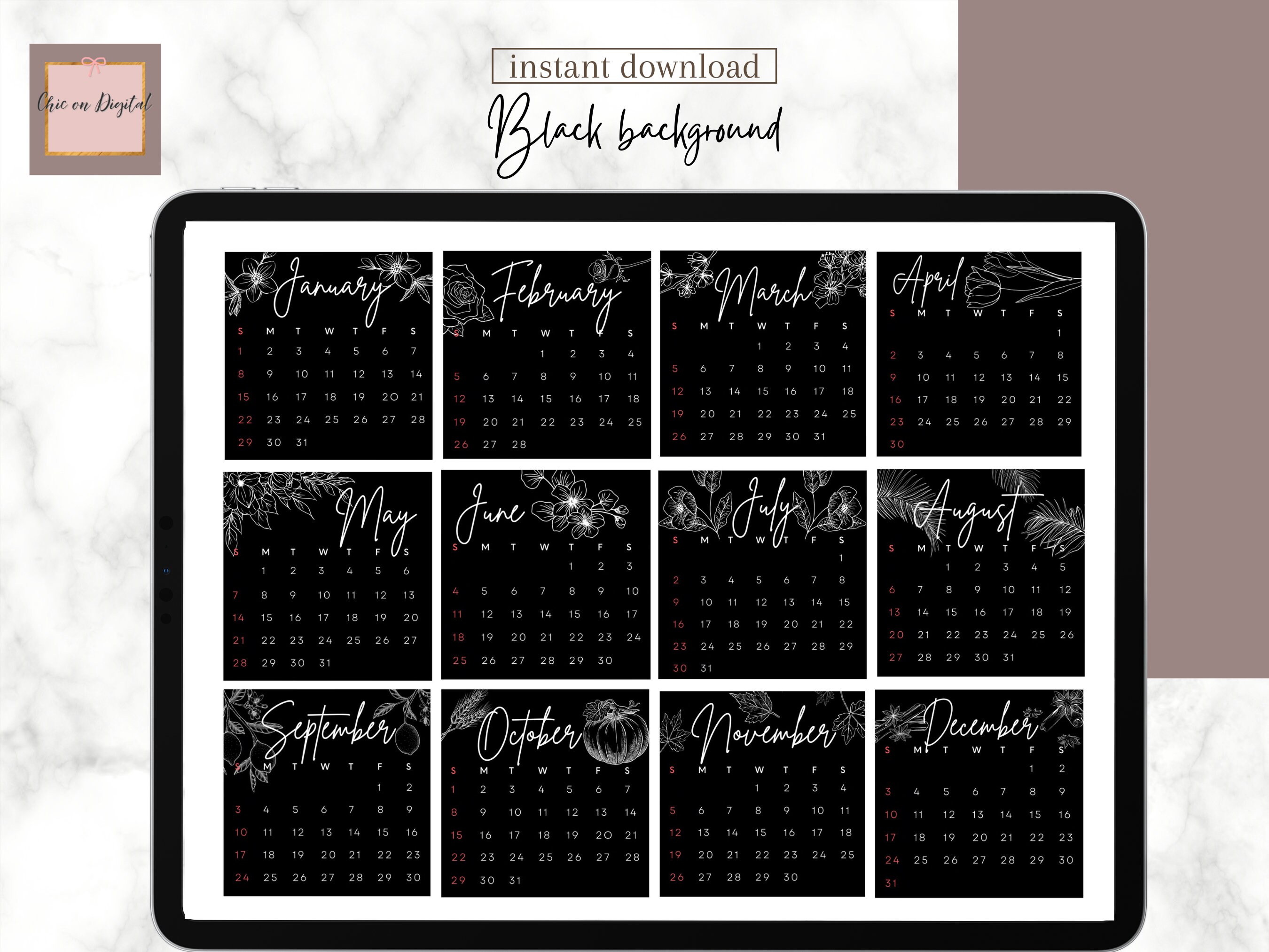 2023 Goodnotes Stickers 2023 Black & White Digital Calendar - Etsy