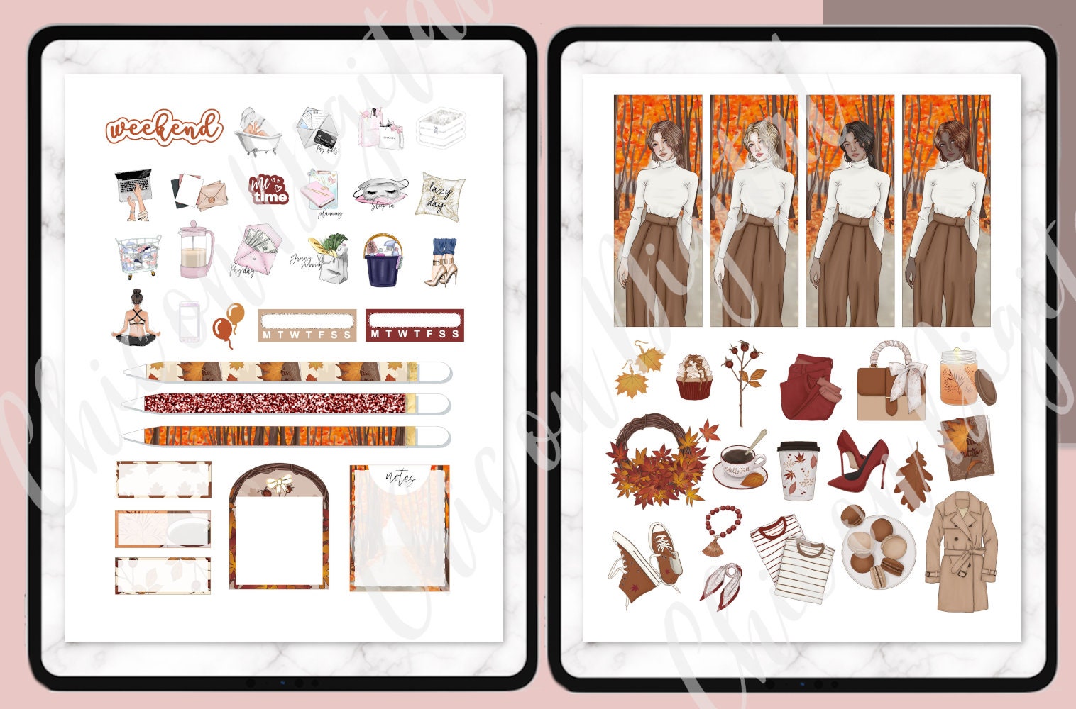 AUTUMN GOODNOTES STICKERS Maple Leaves Digital Stickers Fall - Etsy