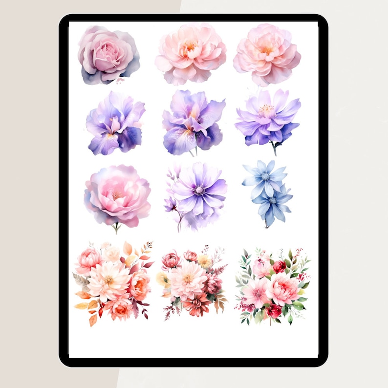 Spring Digital Sticker, Goodnotes Floral Sticker, Flowers Sticker ...