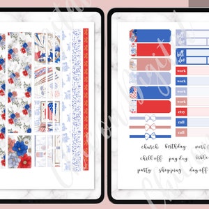 JULY 4th GOODNOTES STICKERS, Independence Day Digital Planner Stickers ...