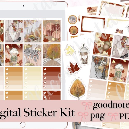 CUTE FALL GOODNOTES Stickers Digital Planner Stickers - Etsy
