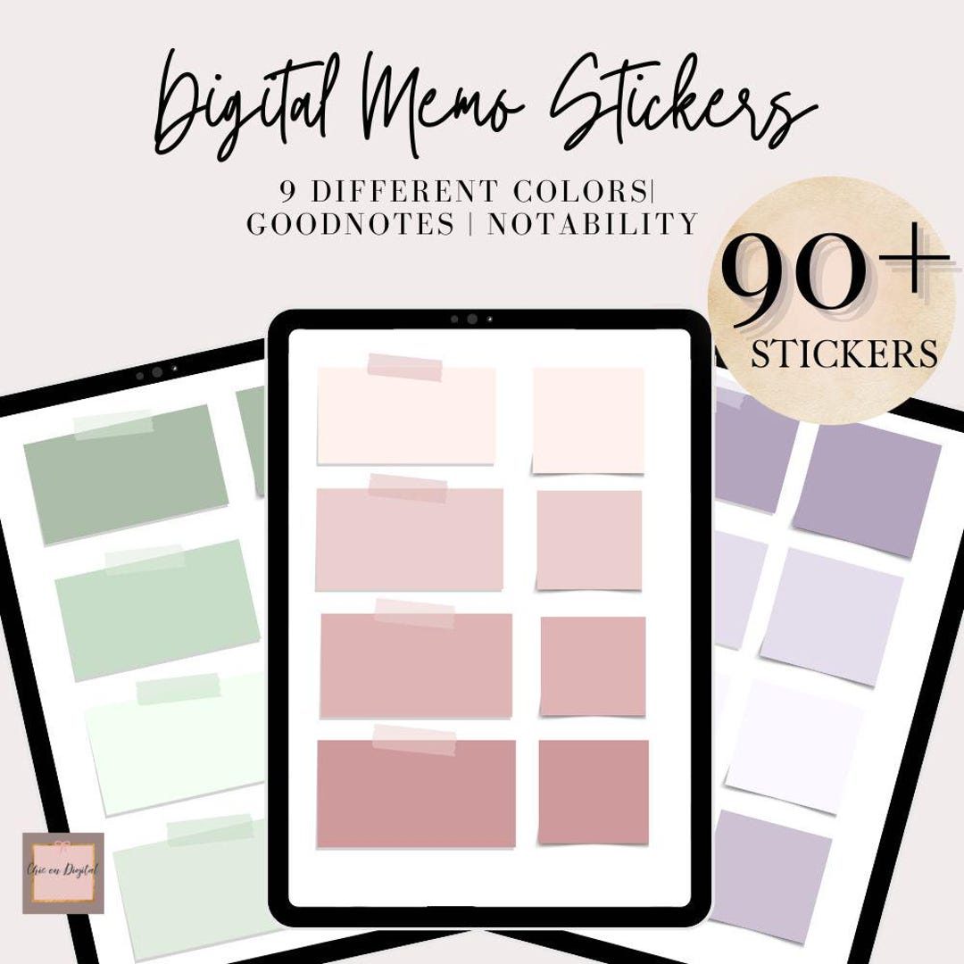 DIGITAL STICKY NOTES, Goodnotes Memo Stickers, iPad Stickers, Digital ...