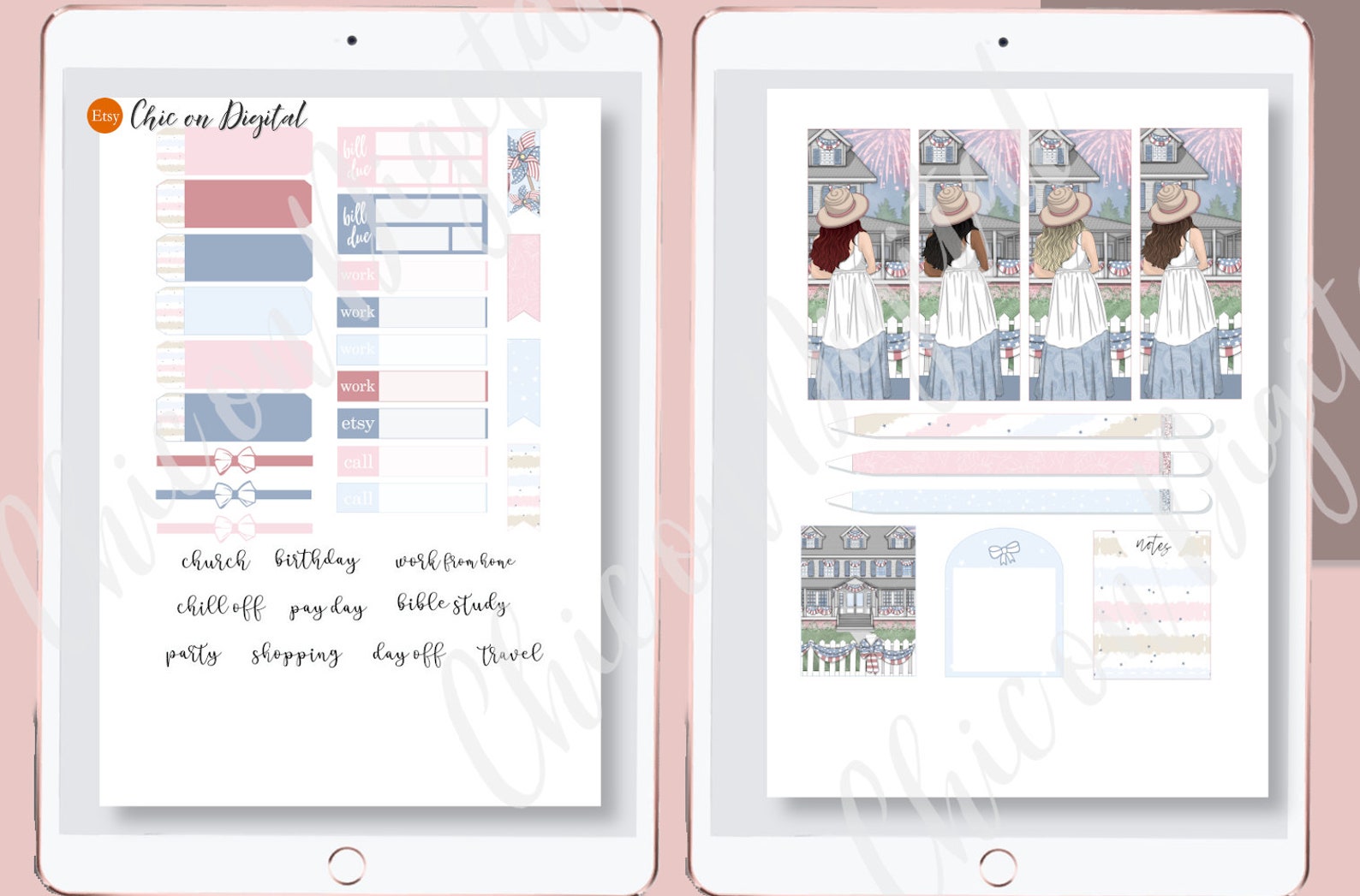 JULY MONTHLY KIT Digital Stickers July 4th Goodnotes - Etsy