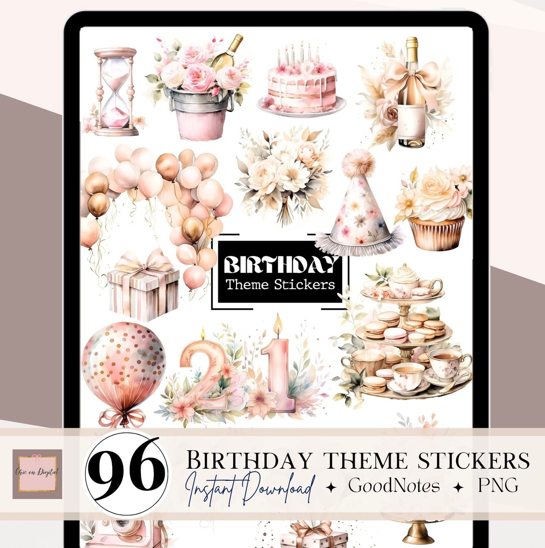 BIRTHDAY Digital Stickers, Celebration Goodnotes Stickers, Date ...