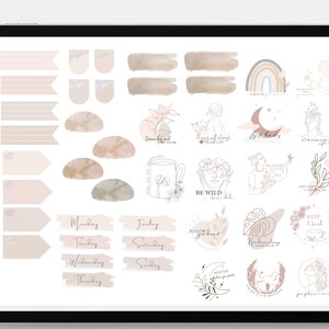 Boho Aesthetic STICKERS, That Girl Aesthetic DIGITAL STICKER ...