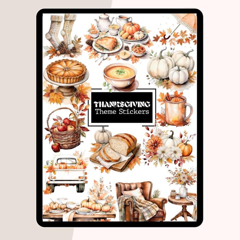 THANKSGIVING Digital Sticker, November Goodnotes Stickers, Fall ...
