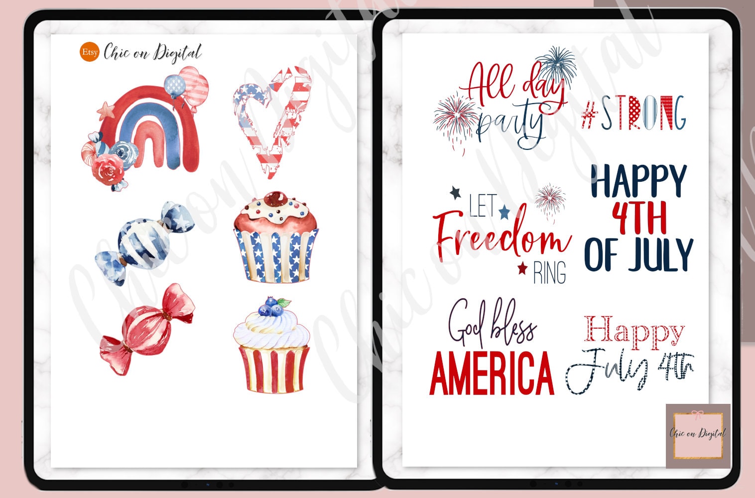 JULY 4th Digital Stickers Independence Day Goodnotes - Etsy