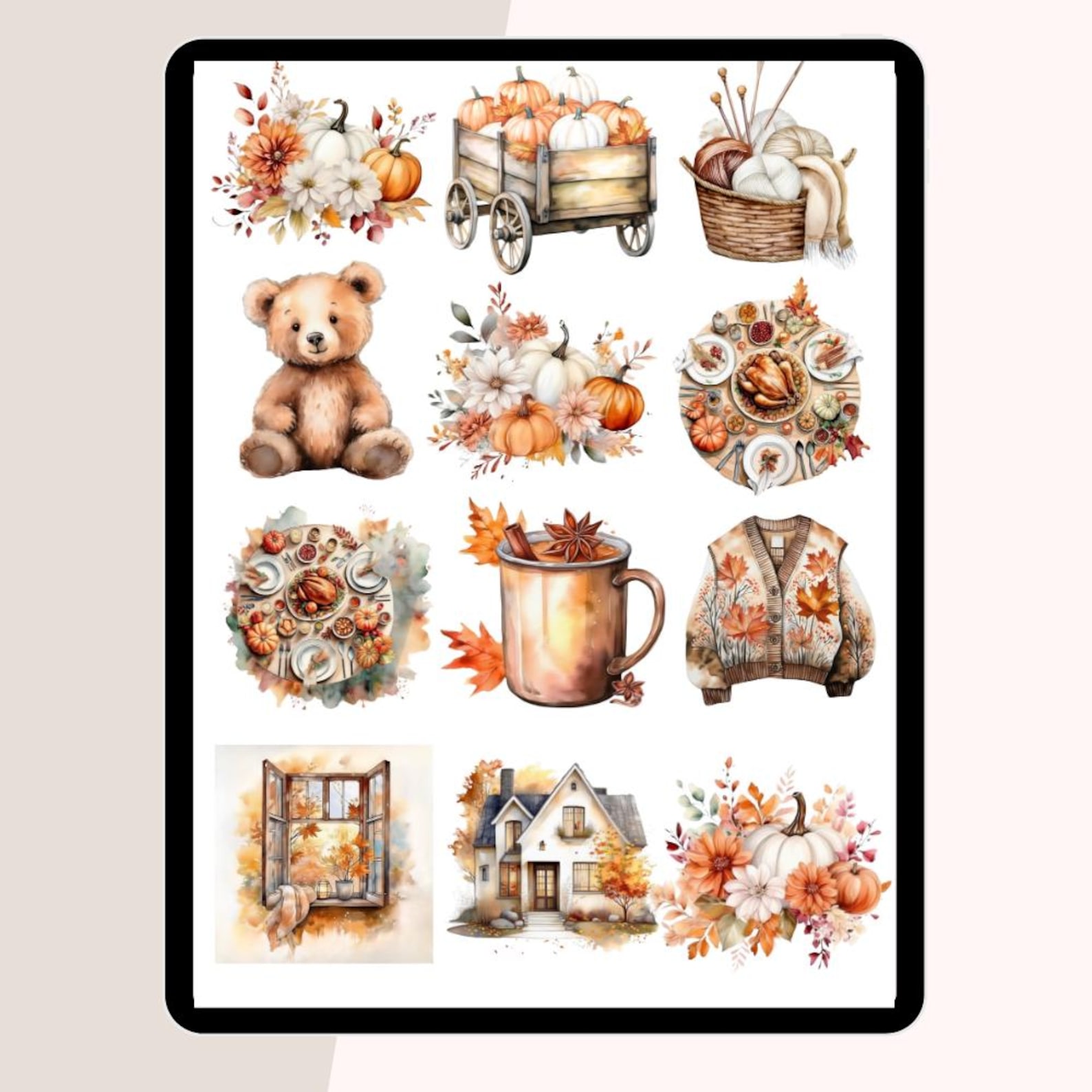 THANKSGIVING Digital Sticker, November Goodnotes Stickers, Fall ...