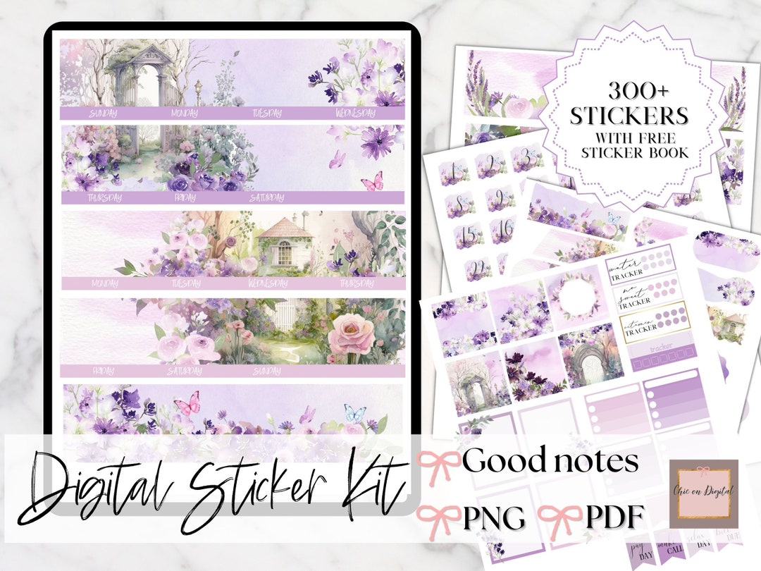 MONTHLY Digital Stickers, Flower Goodnotes Stickers, Digital Sticker ...