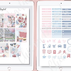JULY MONTHLY KIT Digital Stickers, July 4th Goodnotes Stickers, Onenote ...