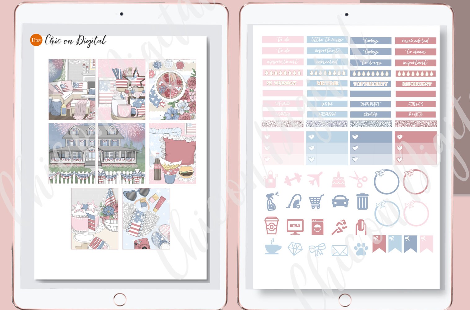 JULY MONTHLY KIT Digital Stickers July 4th Goodnotes - Etsy