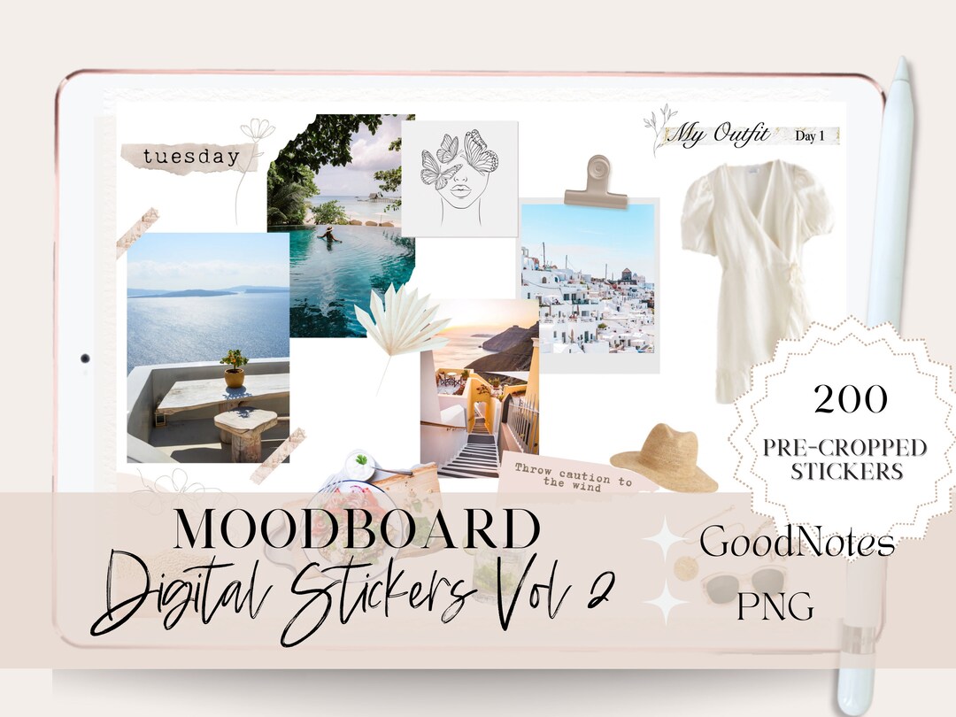 Neutral Digital Stickers Moodboard for Goodnotes Aesthetic Digital ...