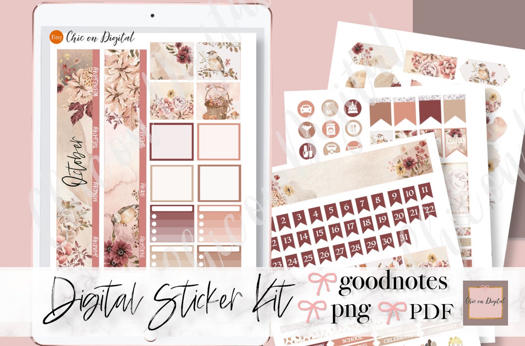 OCTOBER MONTHLY Goodnotes Sticker, October Digital Planner Sticker ...