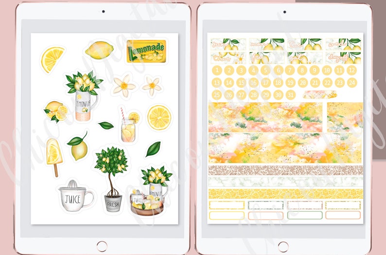 GOODNOTES STICKER KIT, Summer Lemon Digital Planner Sticker Kit ...