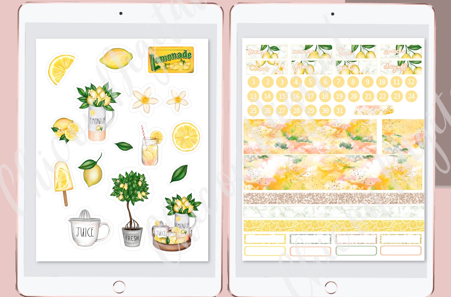 GOODNOTES STICKER KIT Summer lemon digital Planner Sticker | Etsy