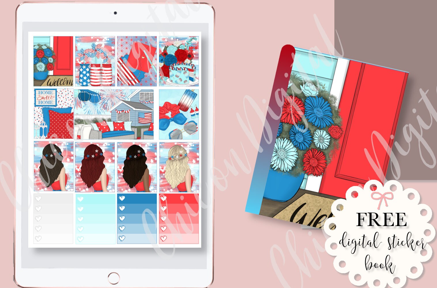 GOODNOTES STICKERS July 4th Digital Planner Stickers - Etsy