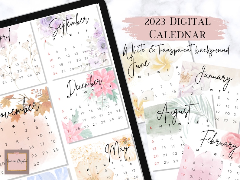 2023 DIGITAL CALENDAR Stickers 2023 Goodnotes Calendar - Etsy