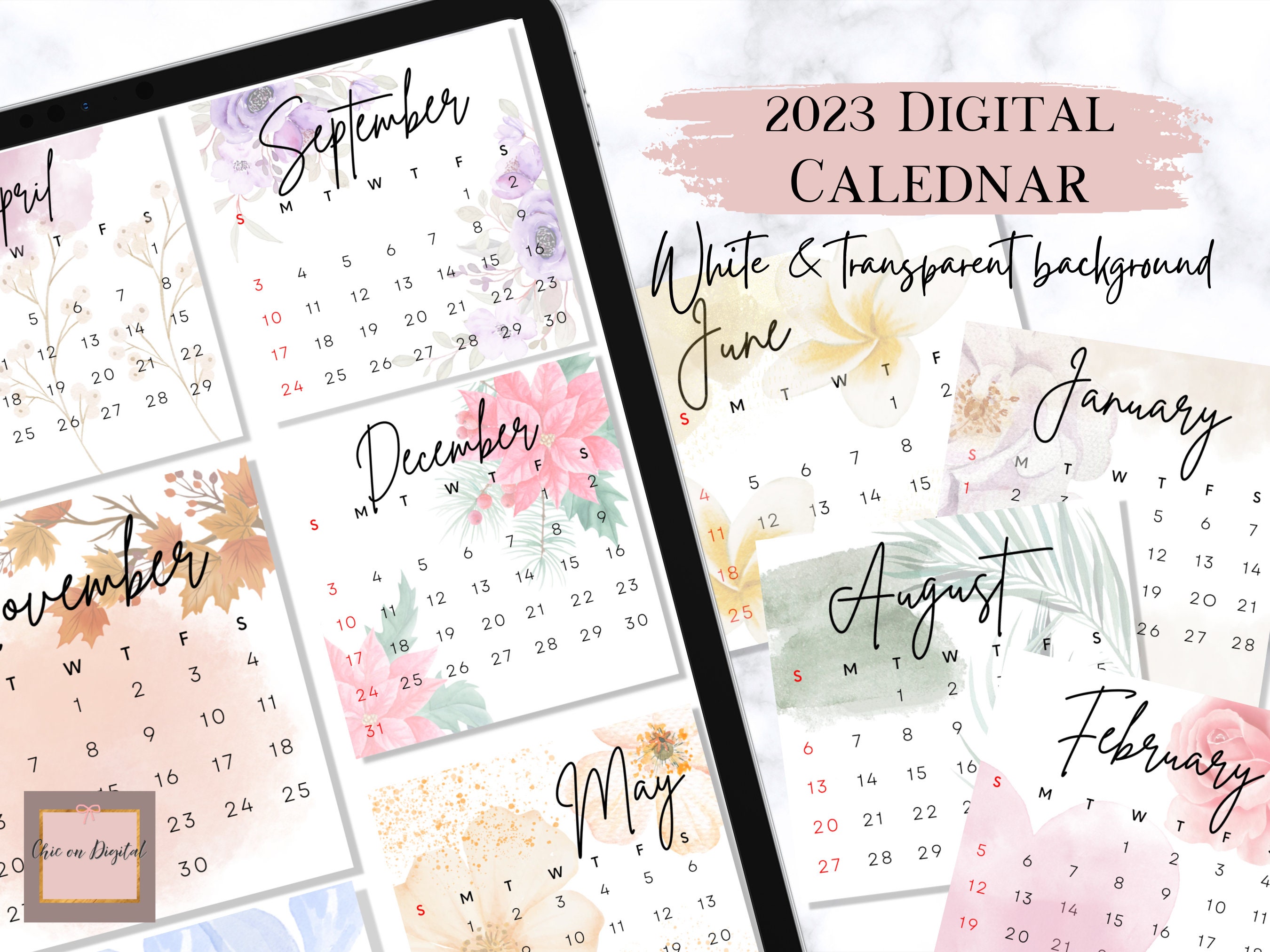 2023 DIGITAL CALENDAR Stickers 2023 Goodnotes Calendar - Etsy