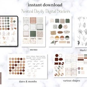 NEUTRAL BASIC Digital Stickers, Floral Goodnotes Stickers, Goodnotes ...