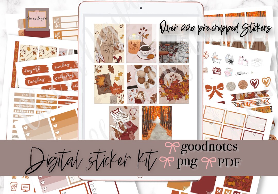AUTUMN GOODNOTES STICKERS, Maple Leaves Digital Stickers, Fall ...