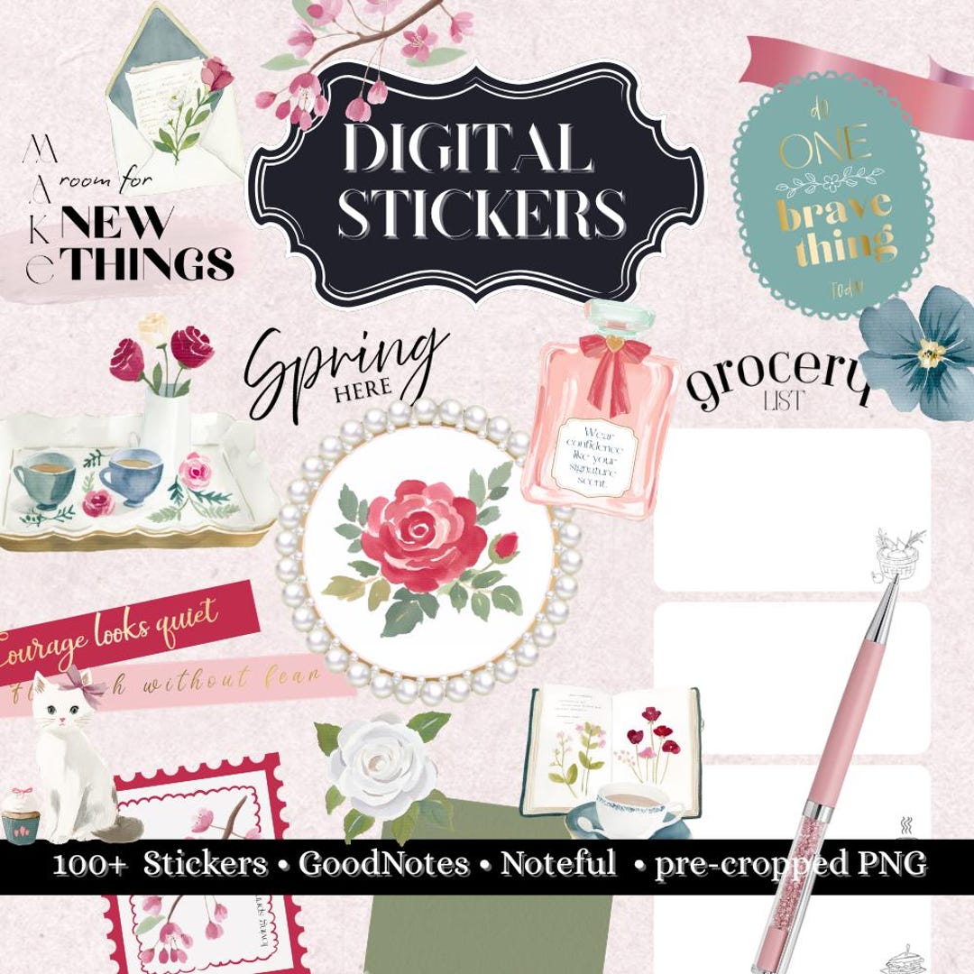 Spring Digital Sticker for Goodnotes, Noteful and Journal: Rose Spring ...