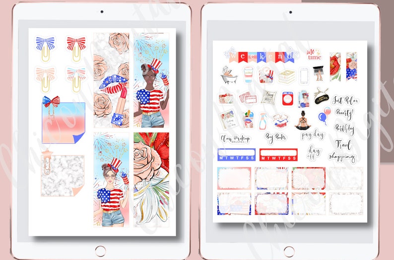 JULY MONTHLY KIT Digital Stickers July 4th Goodnotes Planner - Etsy