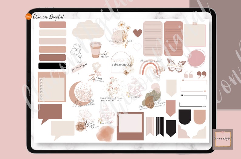 Aesthetic DIGITAL STICKERS Digital Quote Stickers Neutral - Etsy