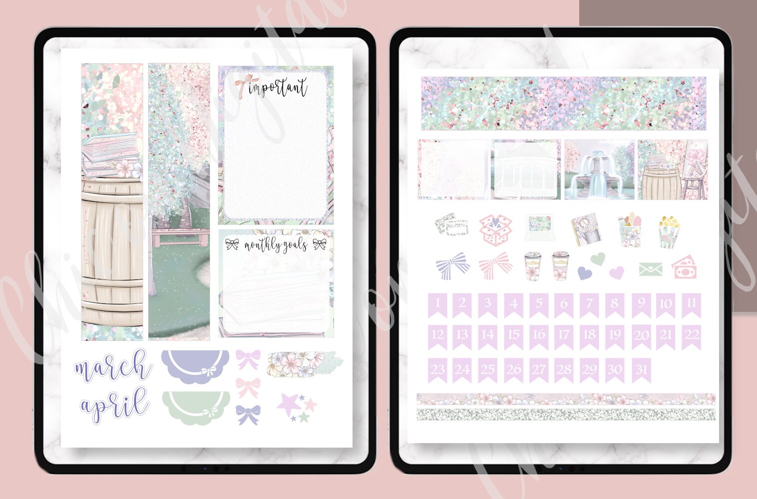 MARCH MONTHLY KIT Digital Stickers March Goodnotes Stickers - Etsy