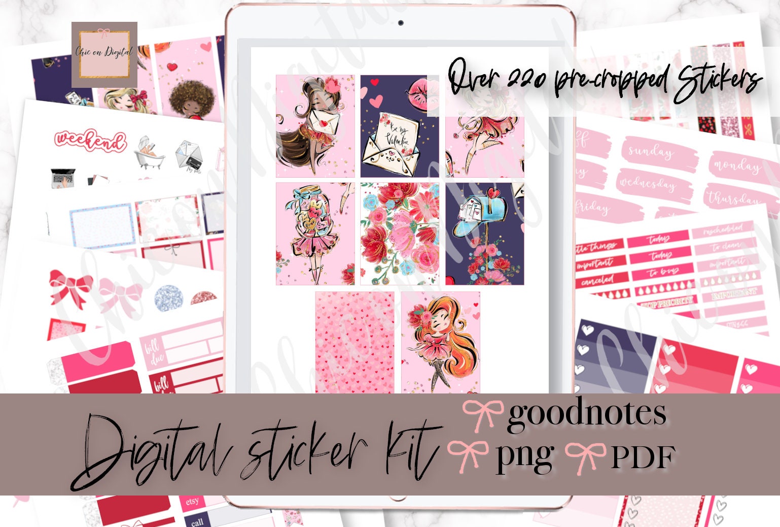 CUTE VALENTINE GOODNOTES Planner Stickers, Love Goodnotes Stickers ...