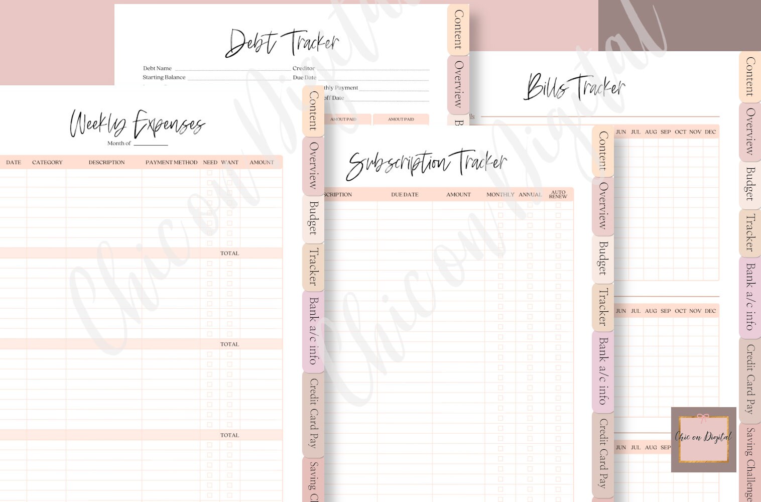 DIGITAL BUDGET Planner Digital Finance Planner Monthly - Etsy