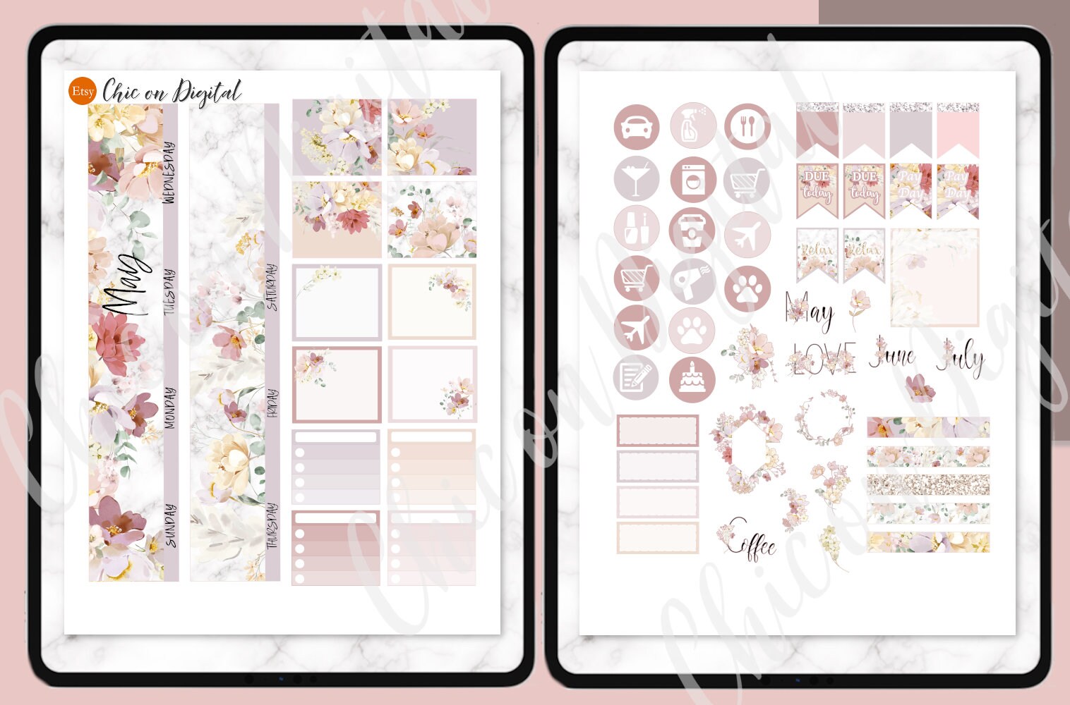 MAY MONTHLY Digital Stickers, Flower Goodnotes Stickers, May Goodnotes ...