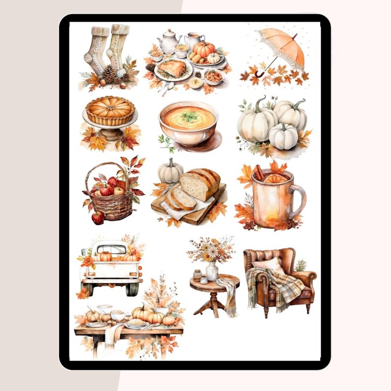 THANKSGIVING Digital Sticker, November Goodnotes Stickers, Fall ...