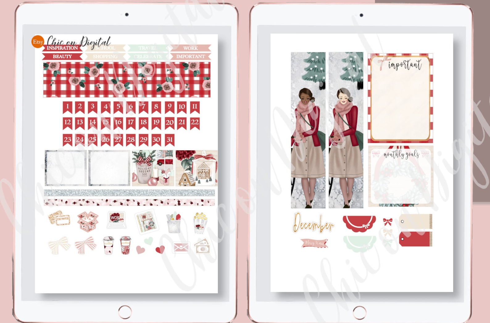 DECEMBER MONTHLY KIT Digital Stickers December Goodnotes - Etsy