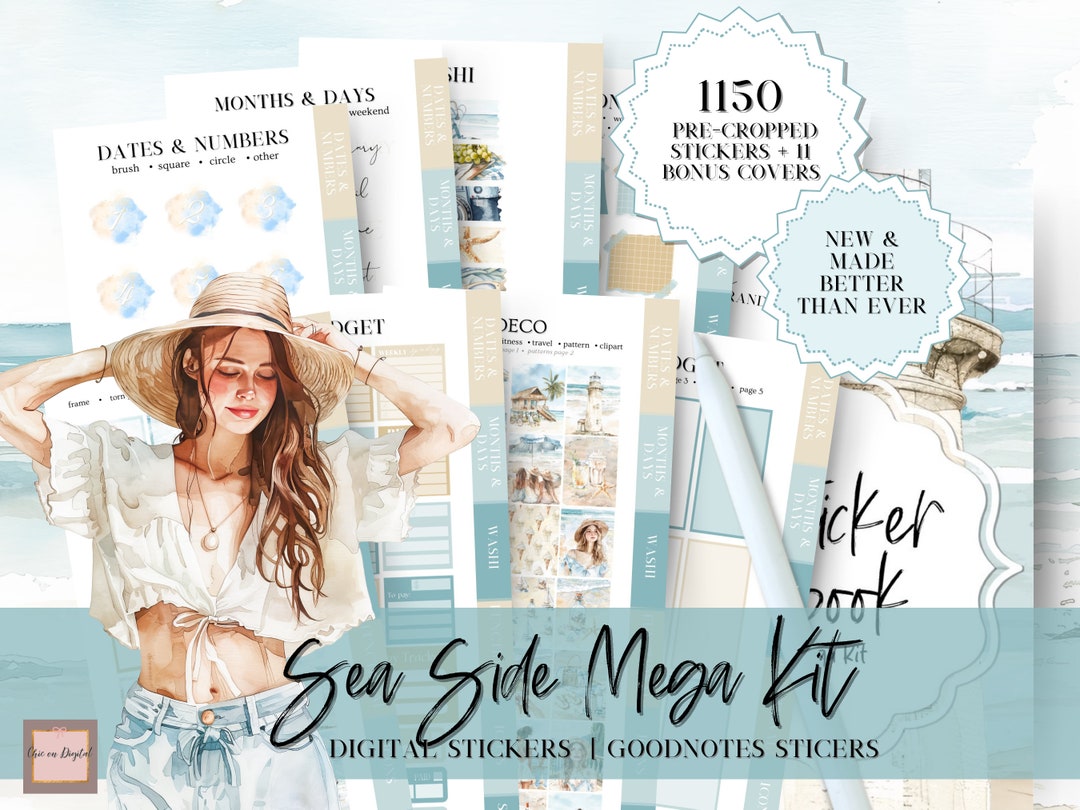 Summer DIGITAL STICKER BUNDLE, Goodnotes Stickers Digital Journaling ...