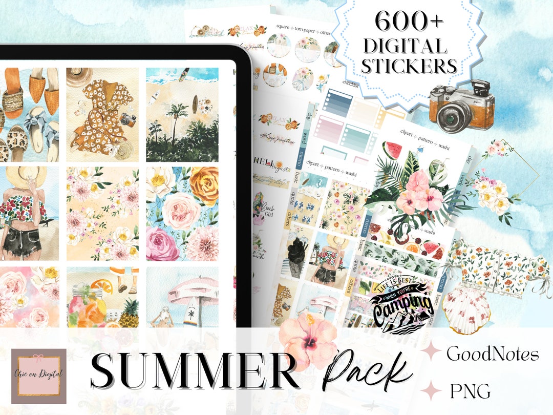 SUMMER DIGITAL Sticker Pack, Goodnotes Summer Stickers, Digital Sticker ...