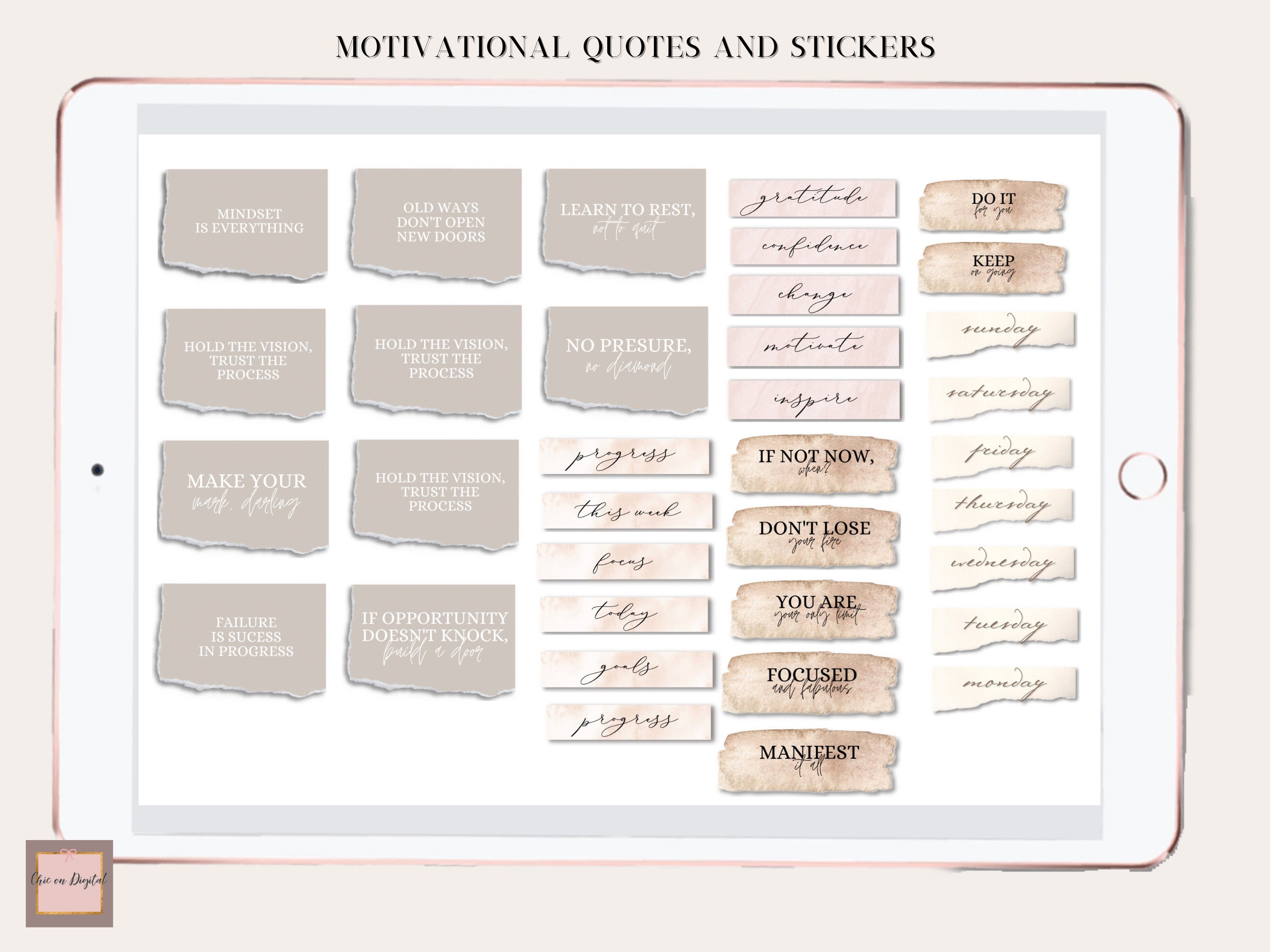 Moodboard DIGITAL STICKERS, Aesthetic Digital Stickers, Neutral ...