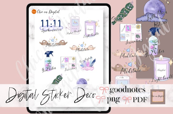 MANIFEST GOODNOTES STICKERS Full Moon Digital Stickers | Etsy