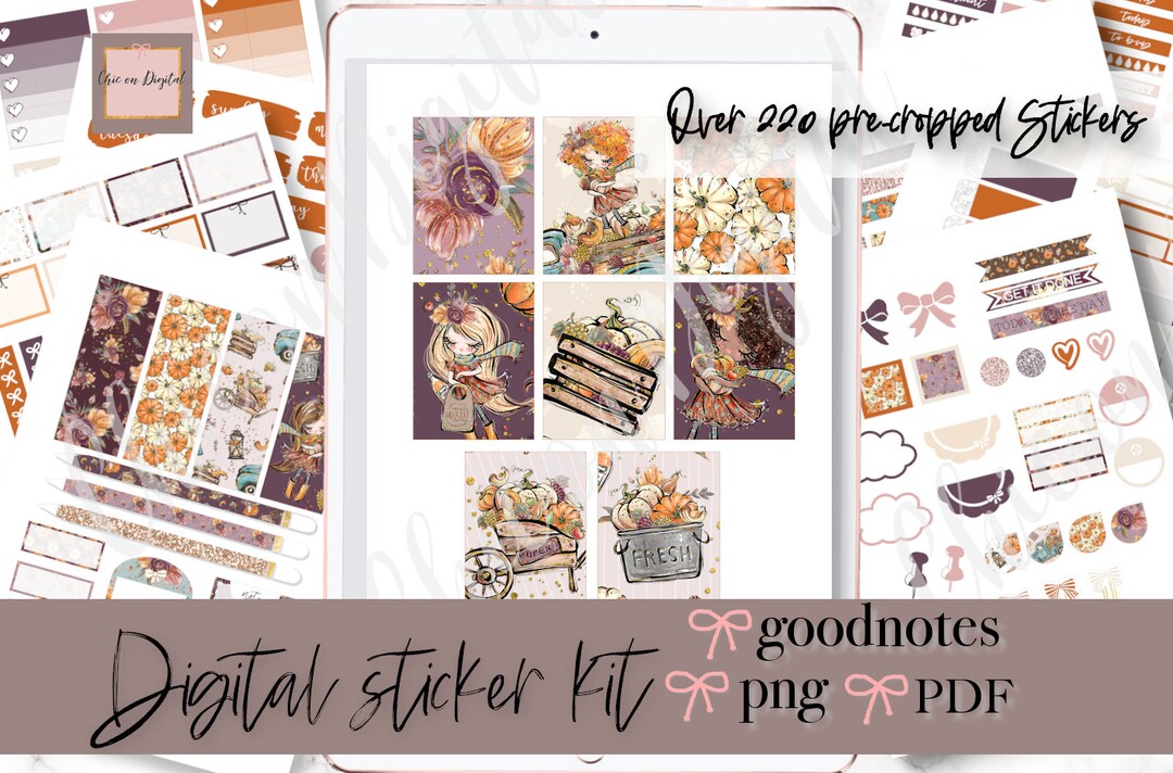 CUTE FALL GOODNOTES Stickers, Digital Planner Stickers Goodnotes, Fall ...