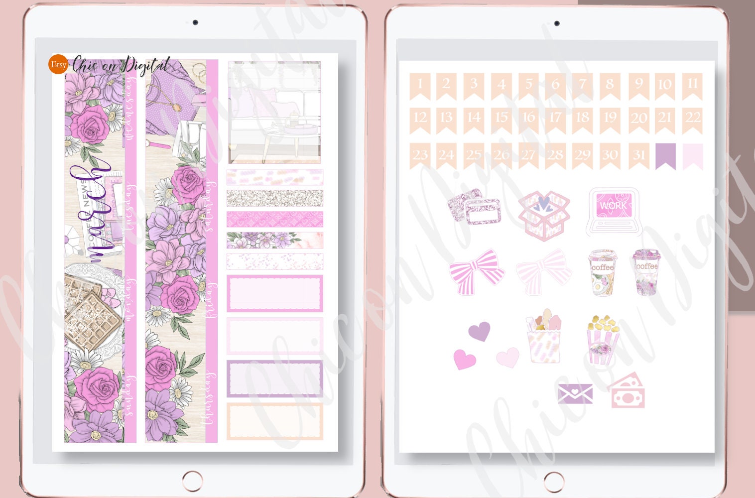 MARCH MONTHLY Digital Stickers City Brunch Goodnotes - Etsy