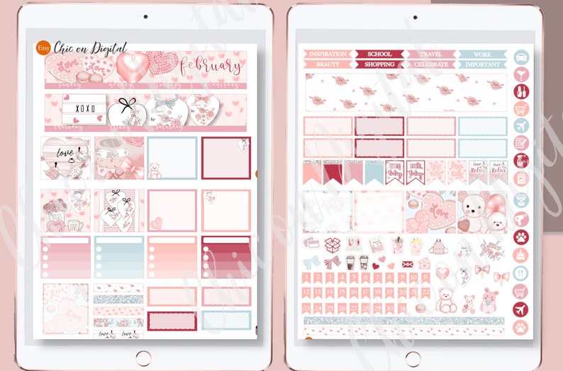 FEBRUARY MONTHLY KIT Digital Stickers February Goodnotes - Etsy