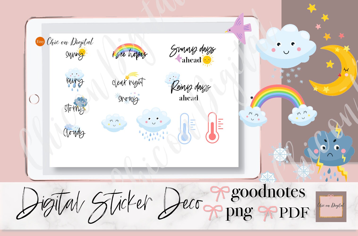 WEATHER DIGITAL Stickers Weather Goodnotes Sticker Digital - Etsy