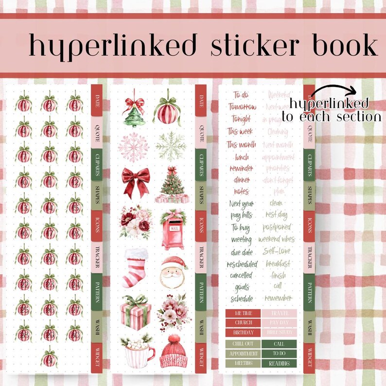 Holiday Embrace Noteful Digital Stickers, Digital Planner, Christmas ...