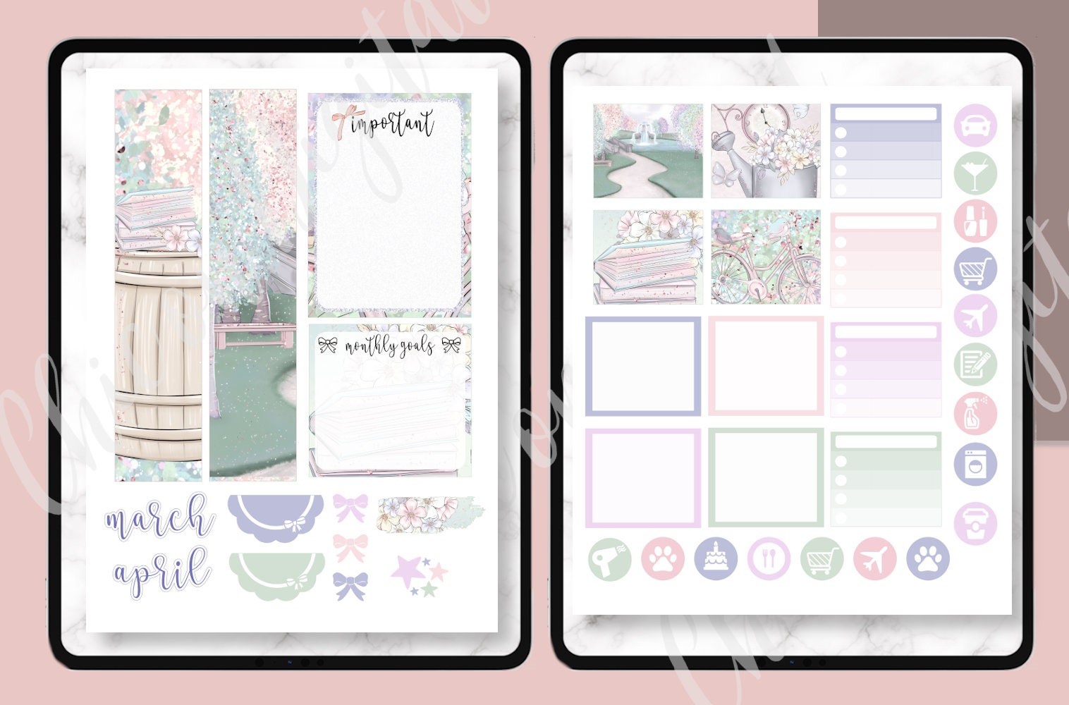 MARCH MONTHLY KIT Digital Stickers March Goodnotes Stickers - Etsy