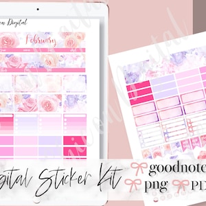 FEBRUARY MONTHLY KIT Digital Stickers, February Goodnotes Stickers ...