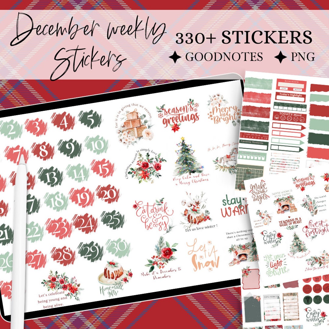 December GOODNOTES STICKER, Christmas Digital Sticker, Digital ...