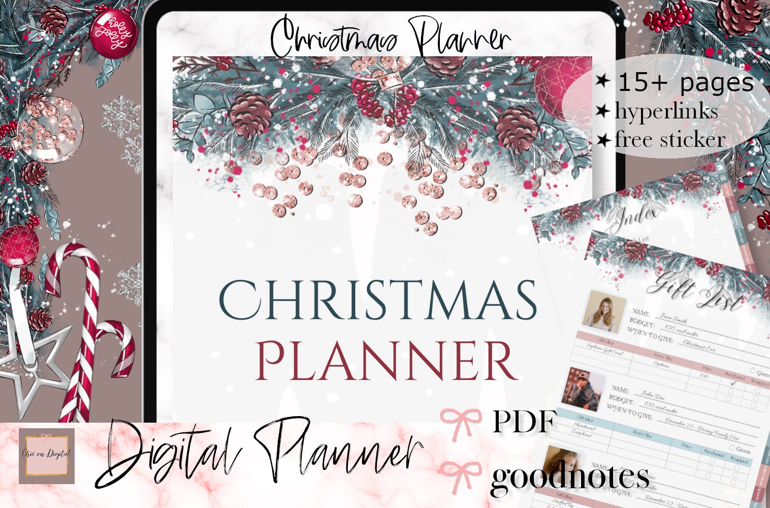 DIGITAL CHRISTMAS Planner Goodnotes Xmas Planner Digital - Etsy