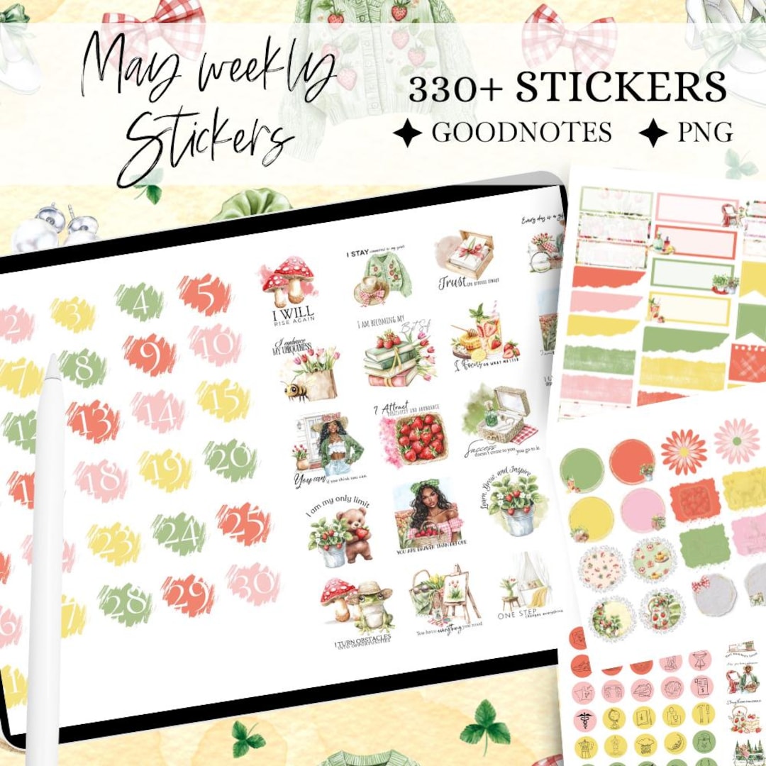 MAY GOODNOTES STICKER Digital Planner, Berry Fruit Strawberry Sticker ...