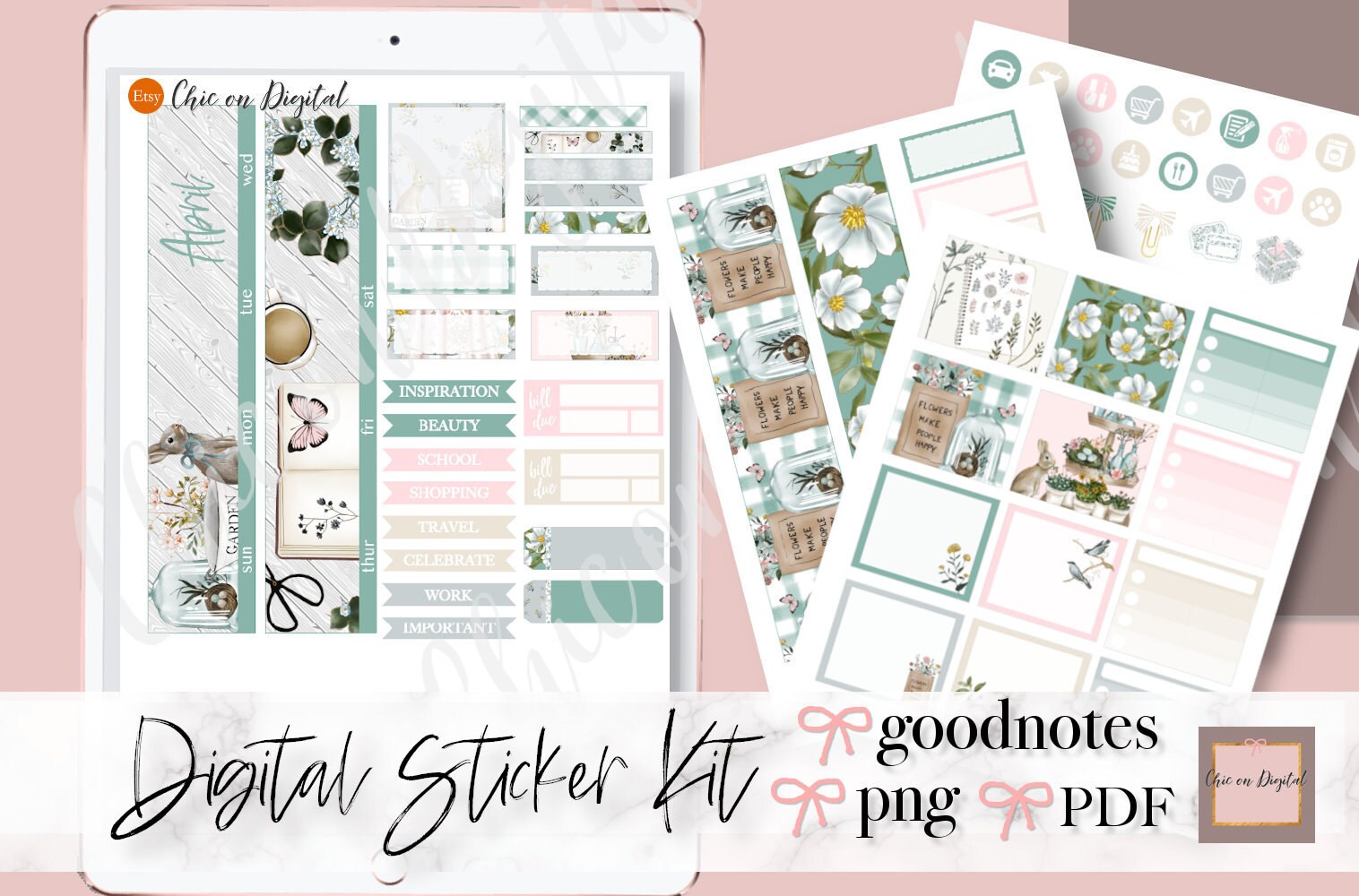 APRIL MONTHLY Goodnotes, Easter Goodnotes Sticker Kit, April Digital ...