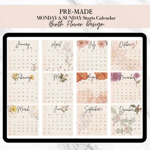 2025 DIGITAL CALENDAR Stickers, 2025 Goodnotes Calendar, Floral Digital ...