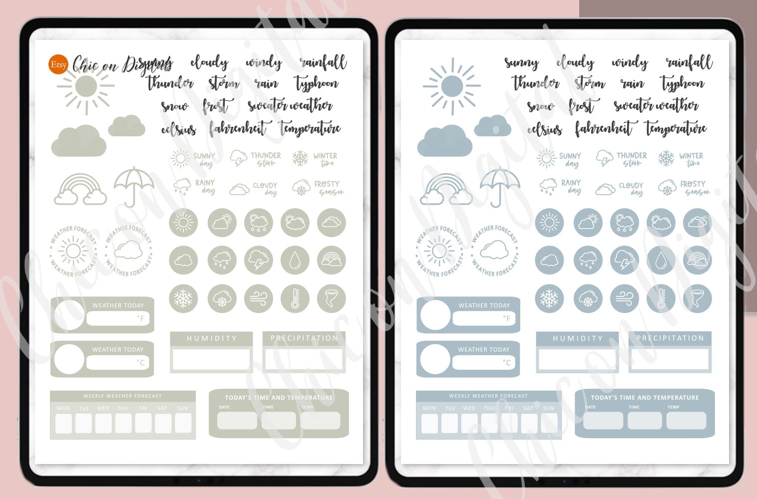 WEATHER Digital Sticker Weather Goodnotes Sticker Forecast - Etsy